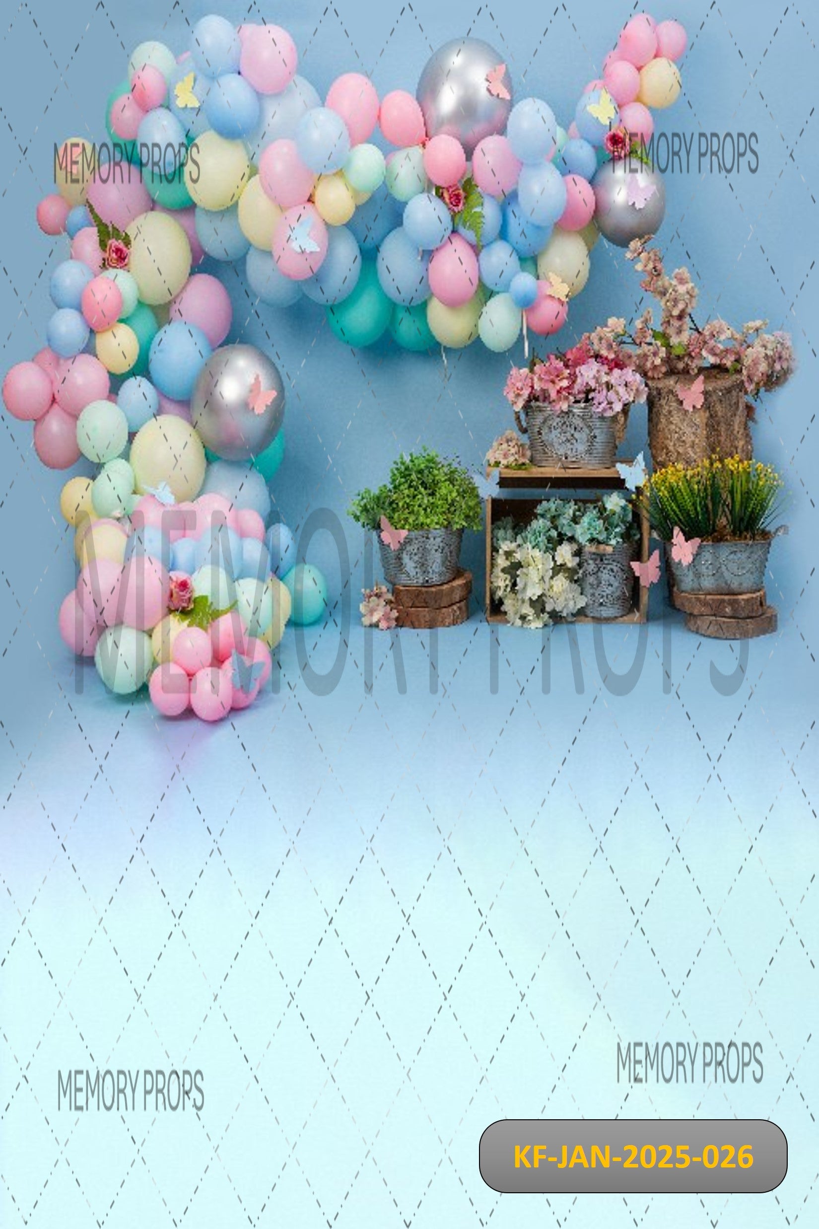 Balloon Blossom Corner Kids With Floor Backdrop