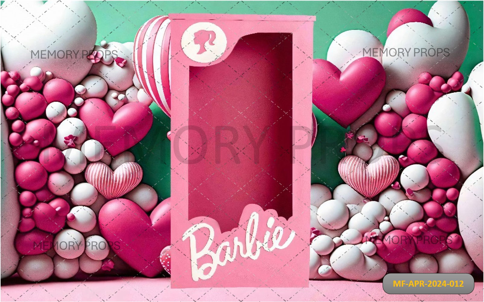 Pink Balloons Barbie Theme Printed Backdrop