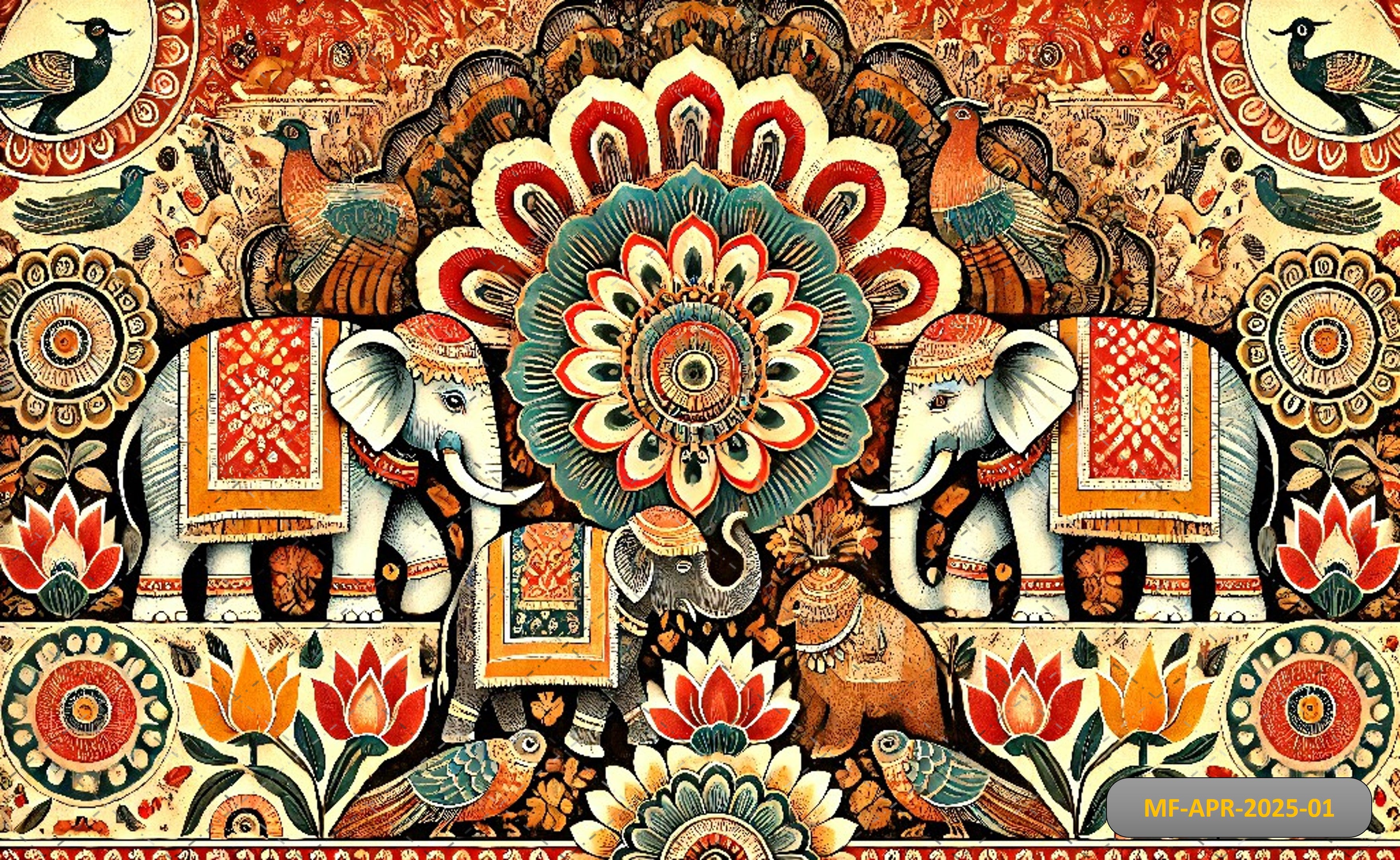Traditional Indian Folk Printed Backdrop