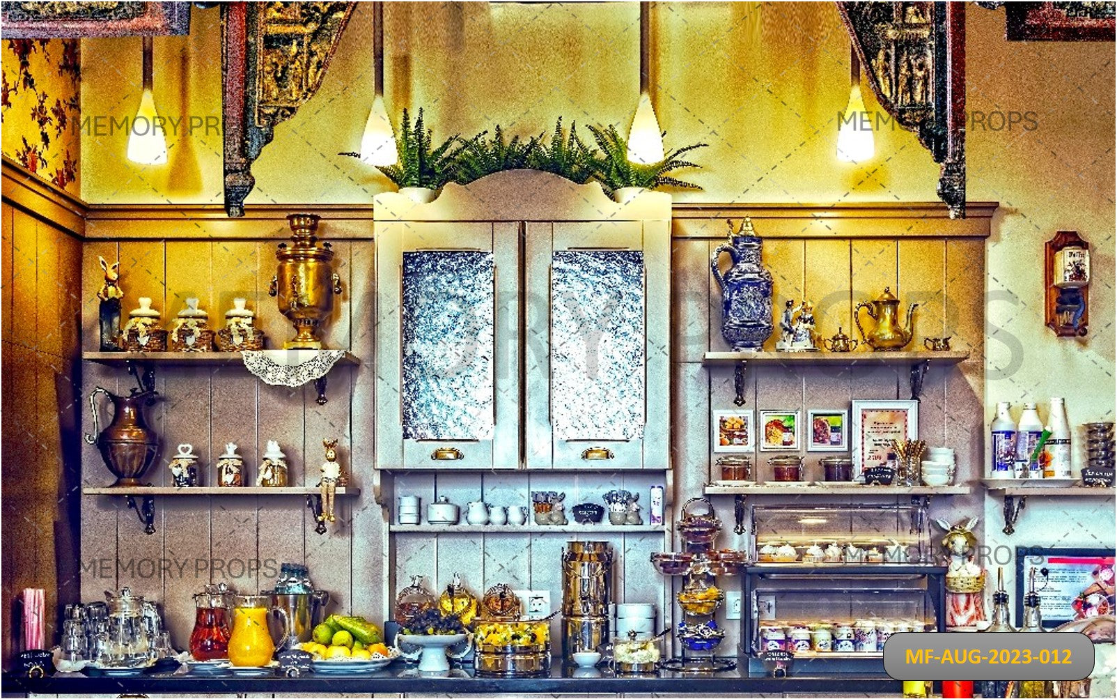 Vintage Tea House Kitchen Printed Backdrop