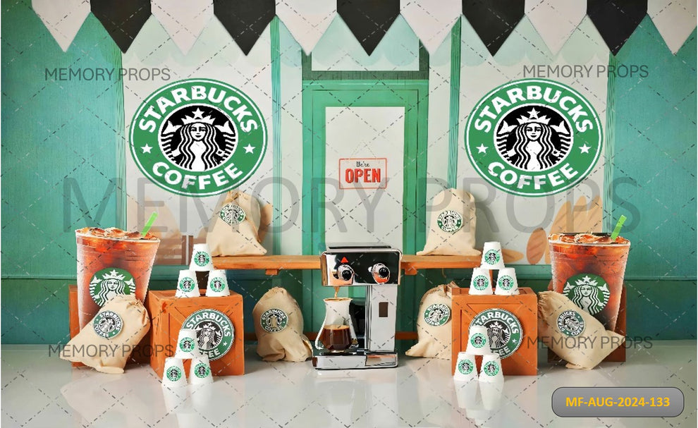 Starbucks Coffee Cafe Printed Backdrop