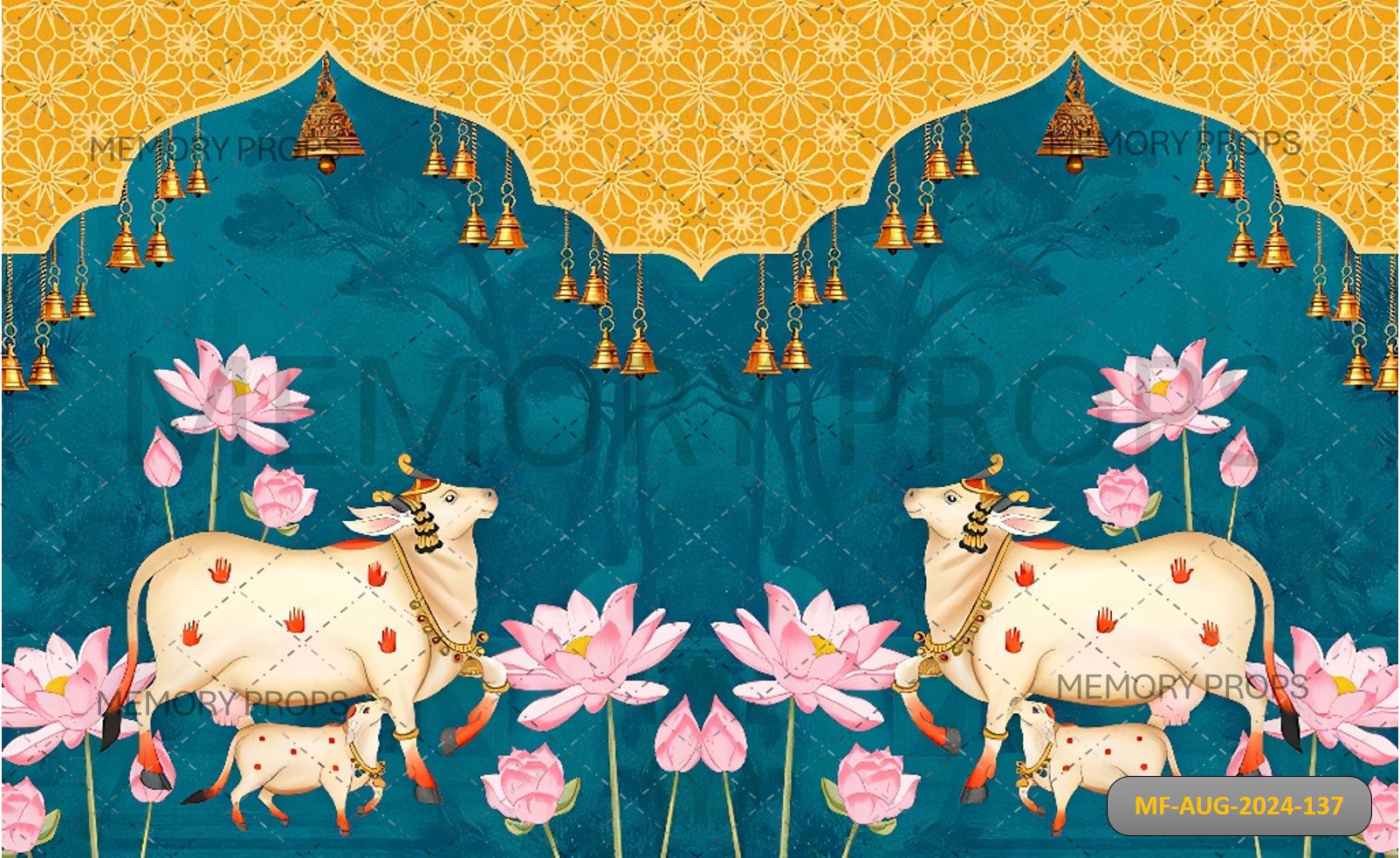Pichwai Cow Art Printed Backdrops