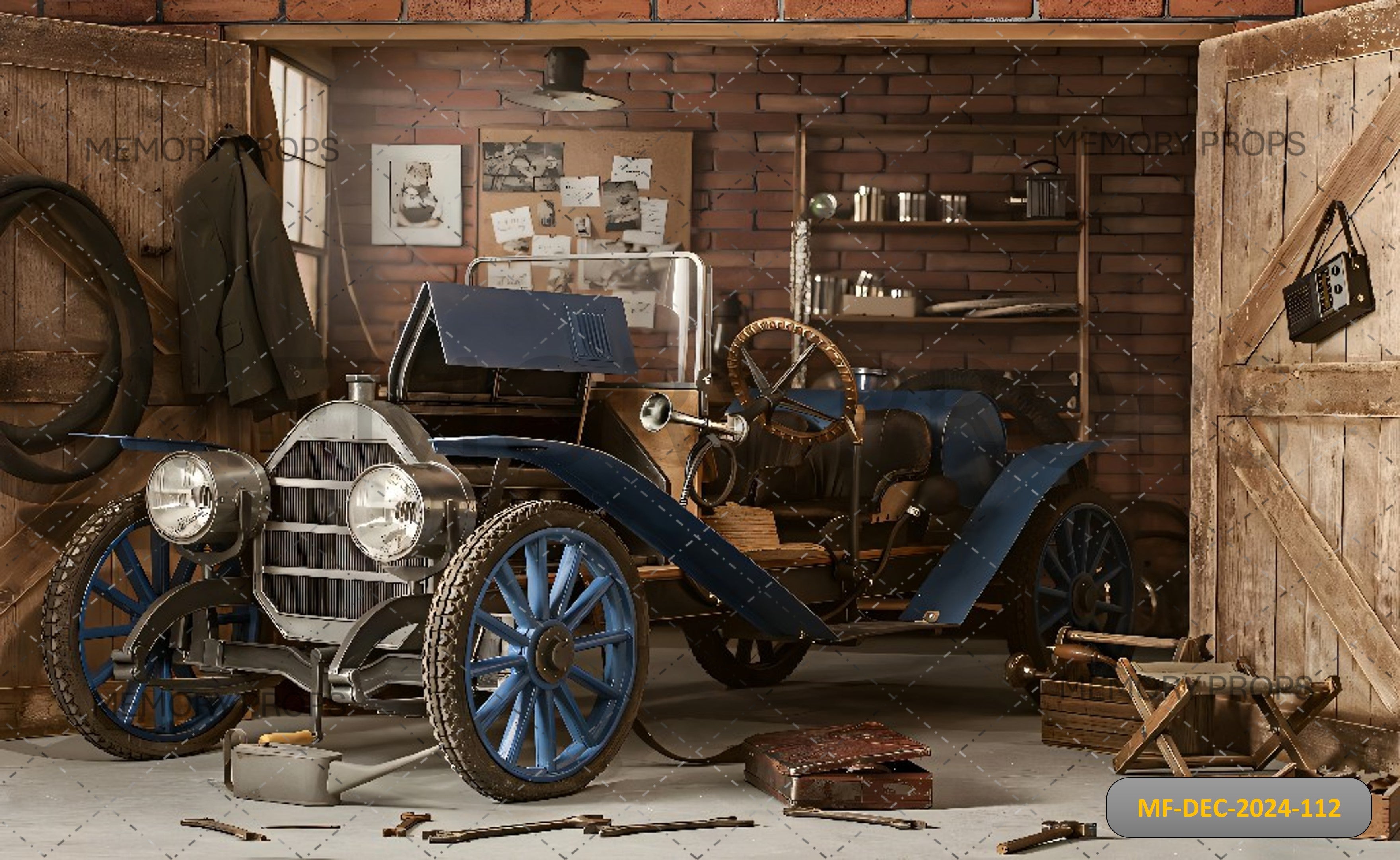 Garage Car Workshop Printed Backdrop