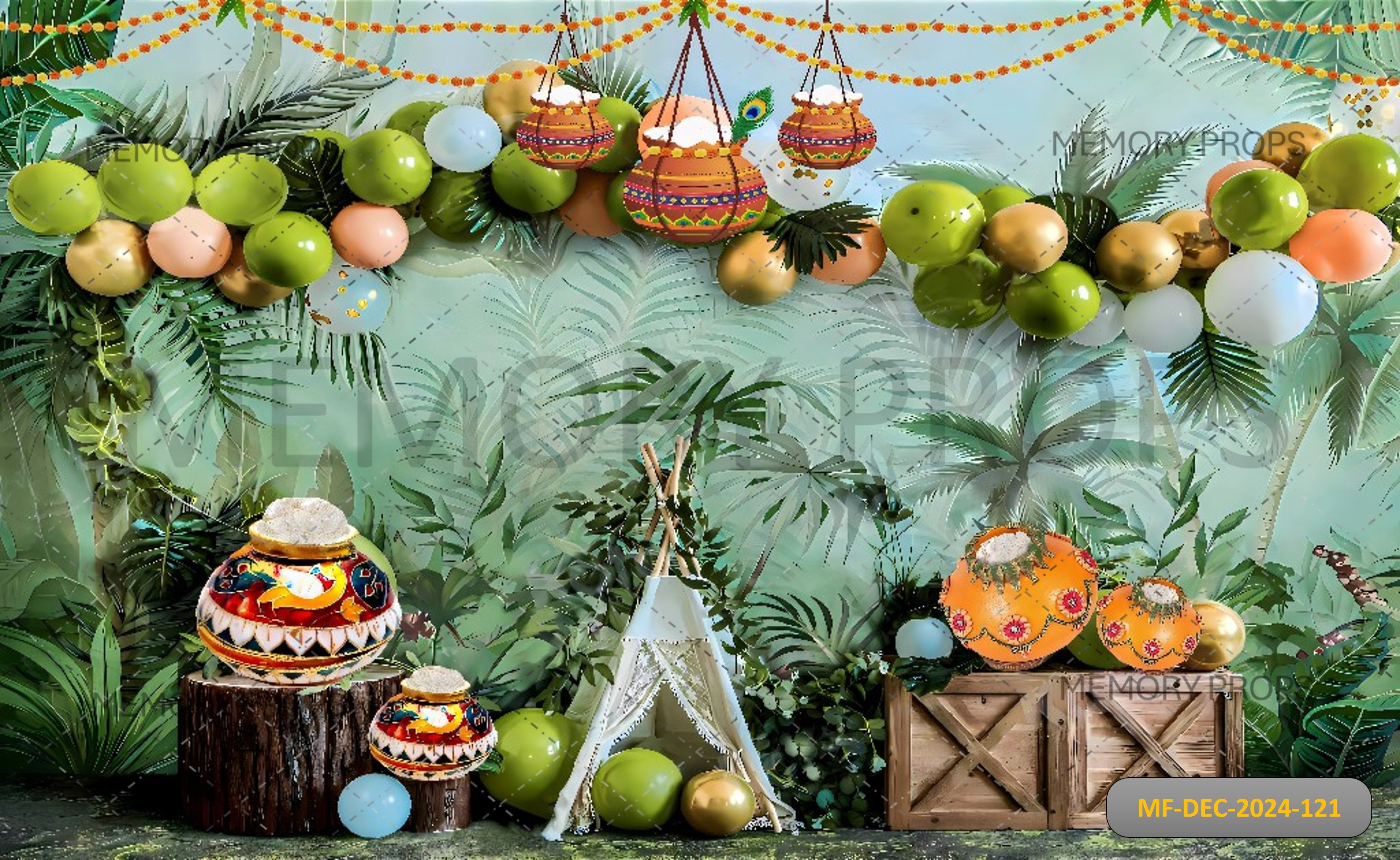 Jungle Janmashtami Printed Backdrop