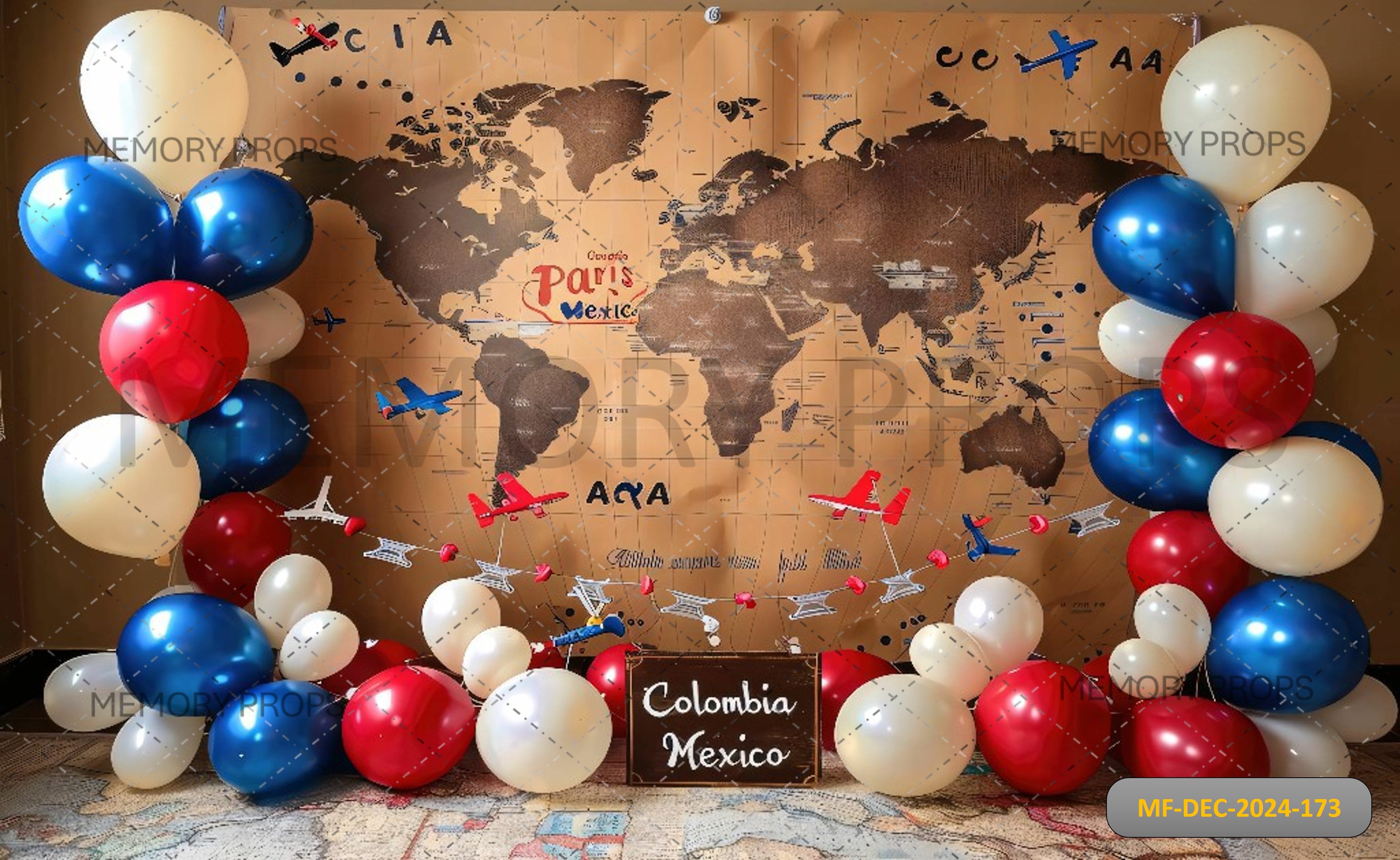 Balloon Boarding Pass Printed Backdrop