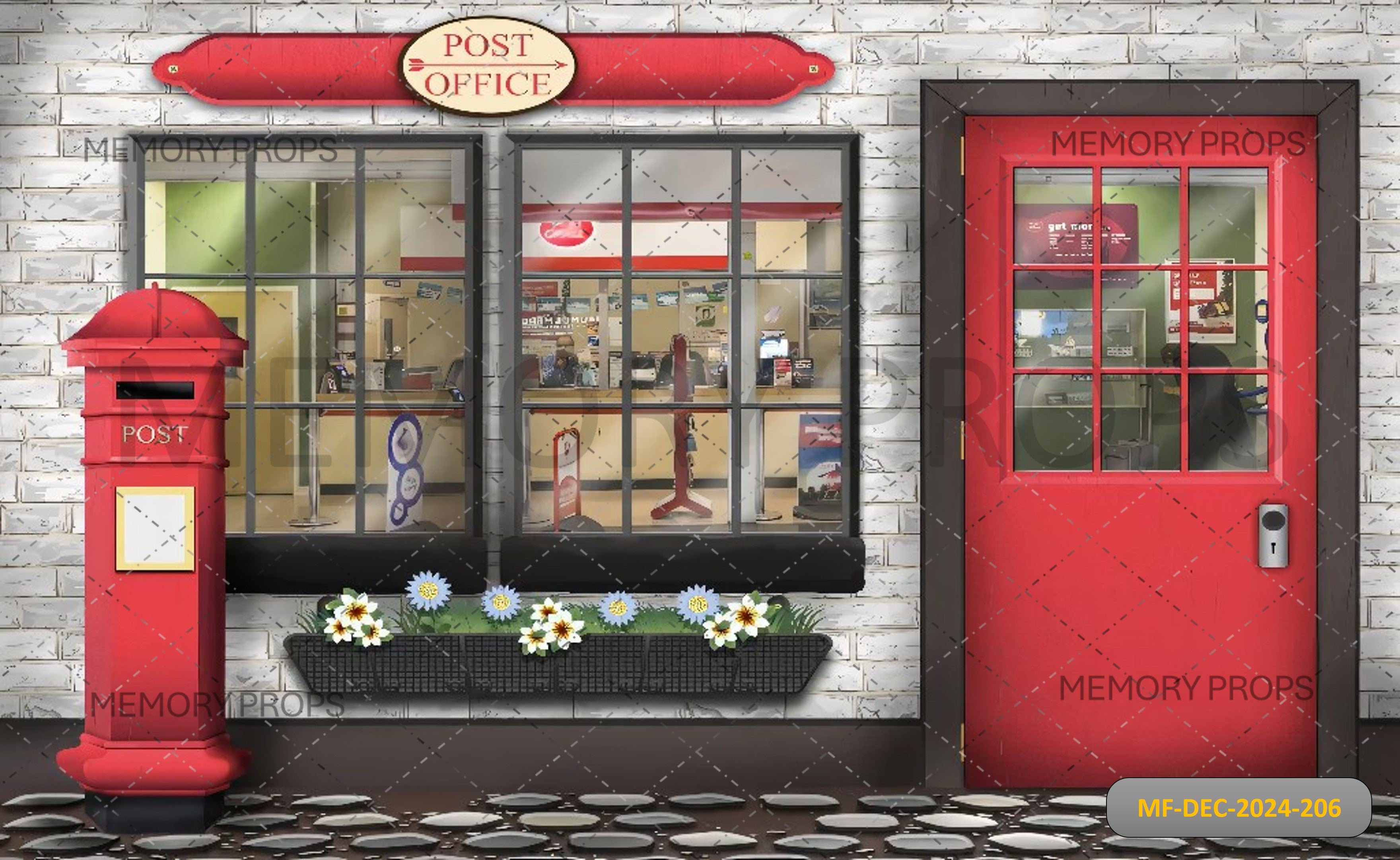 Post Office On Dog Printed Backdrop