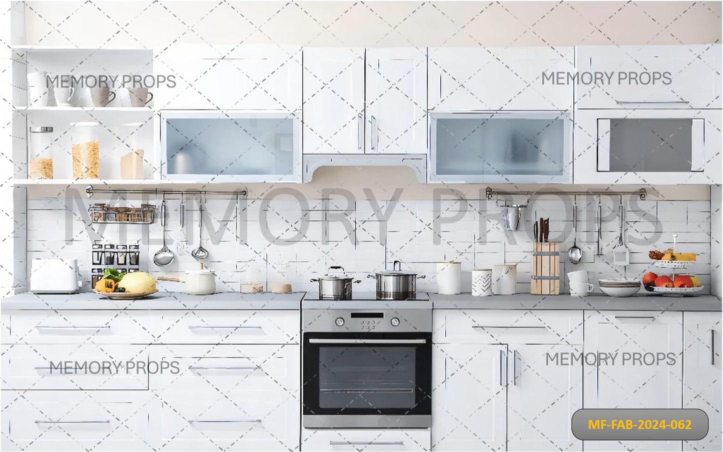 Typical White Kitchen Cabinets Printed Backdrop – MEMORY P-DROPS