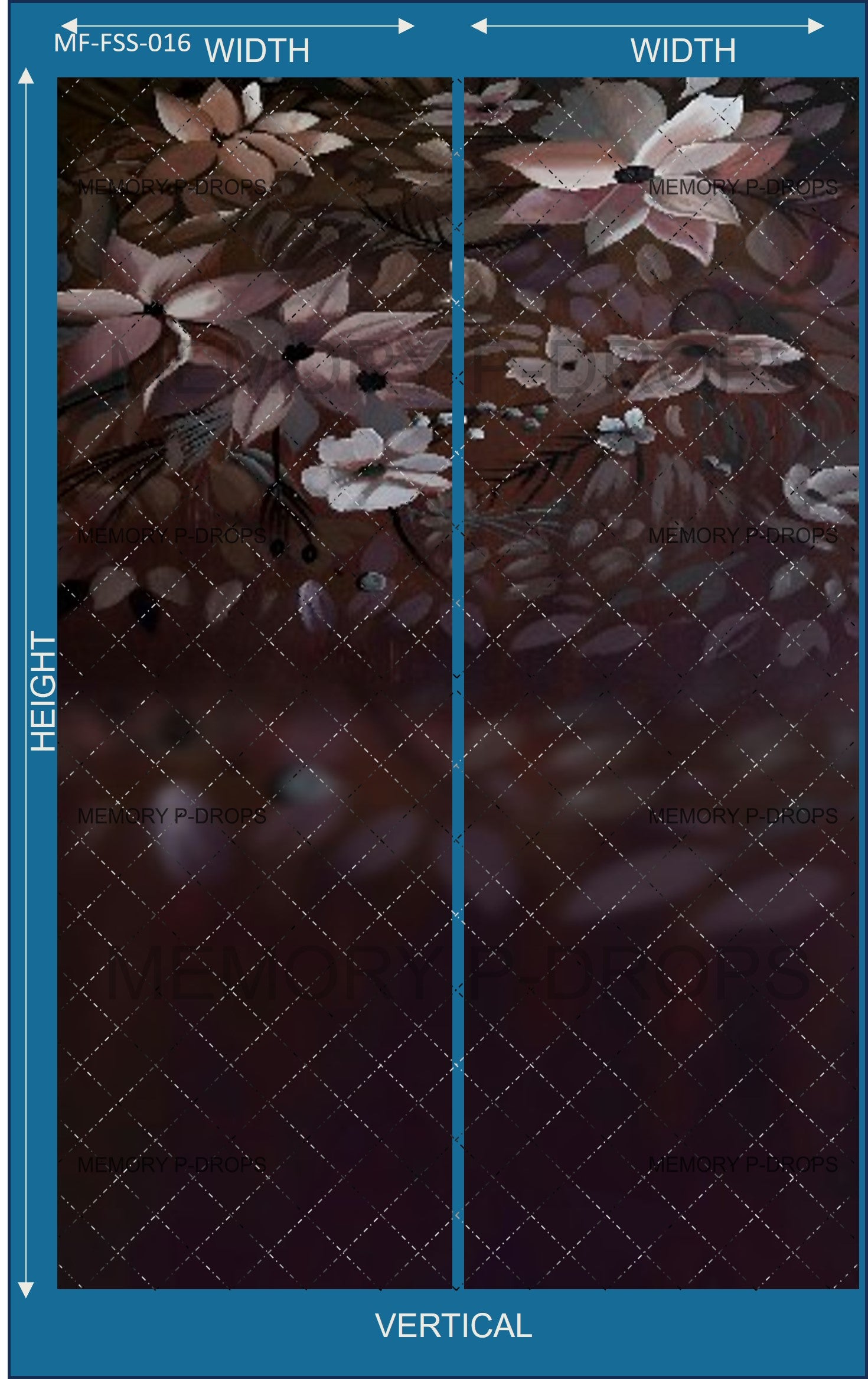 Teal Floral Scrappy Vertical Joint Backdrops