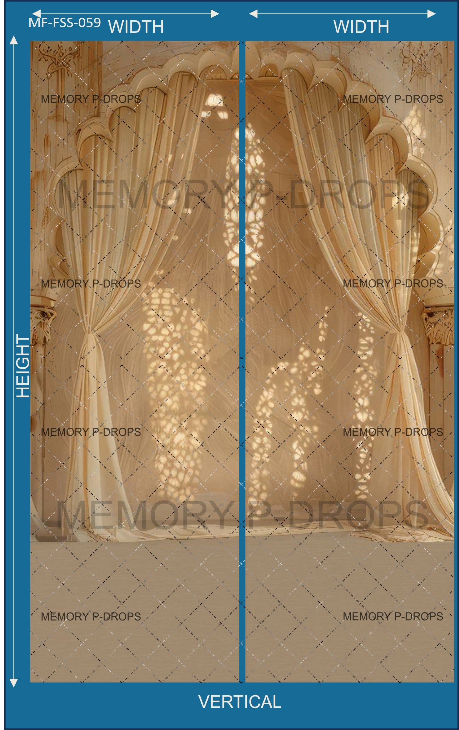 Golden Lace Draped Vertical Joint Backdrop