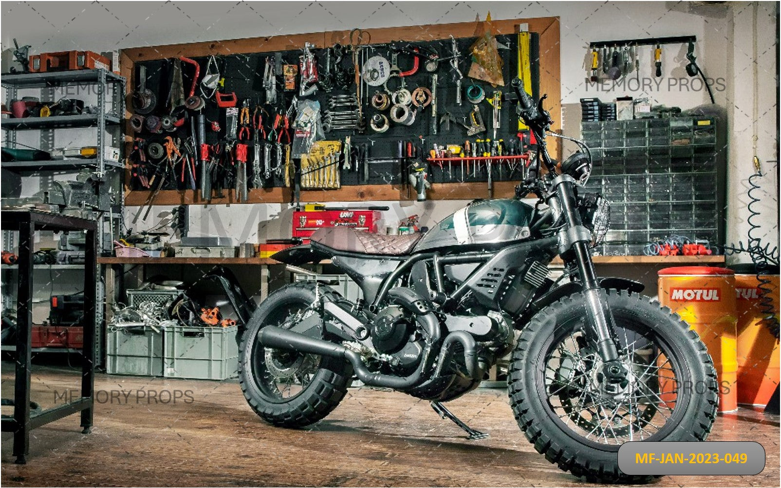 Motorcycle Garage Printed Backdrop