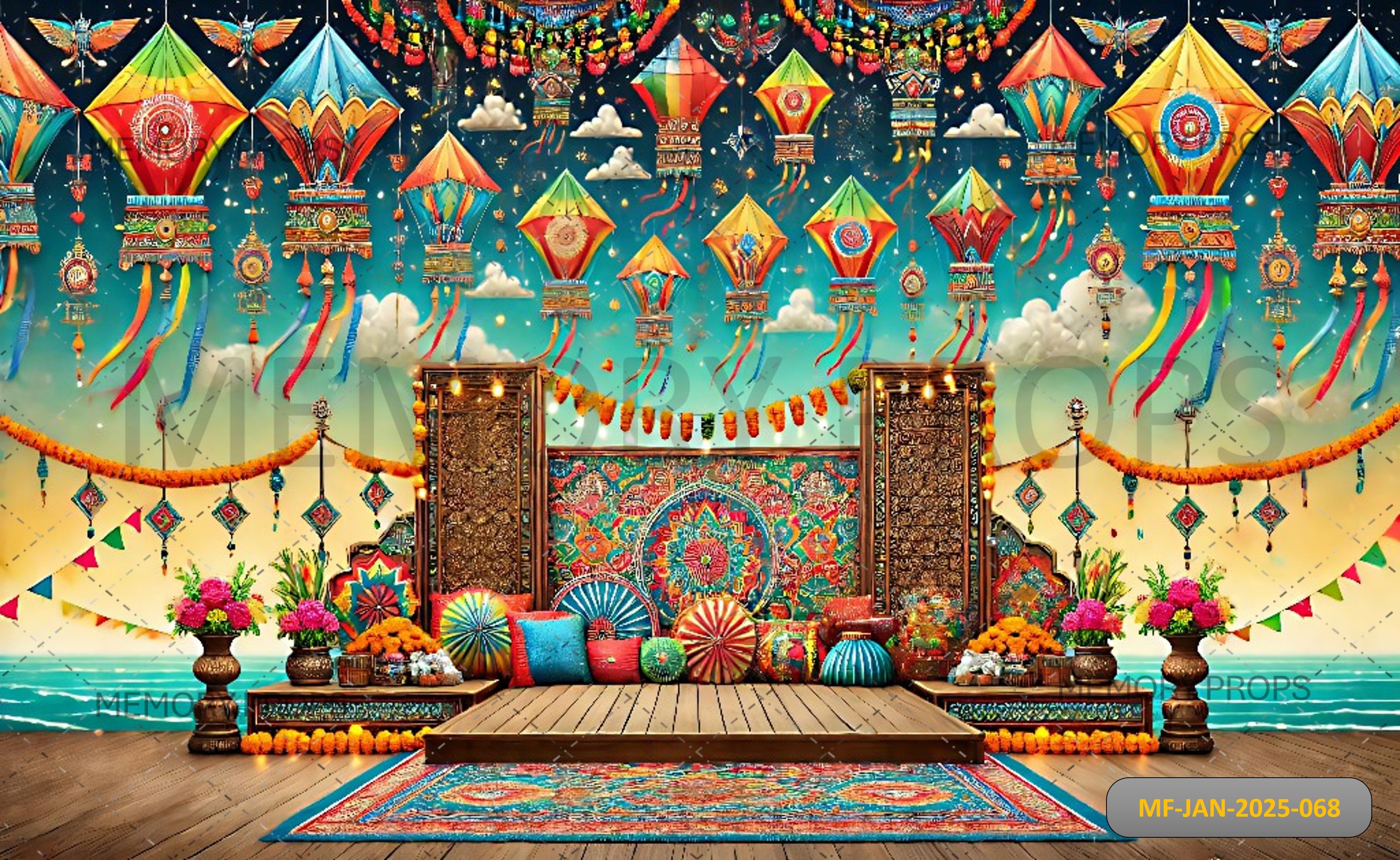 A Vibrant Kite Festival Printed backdrops