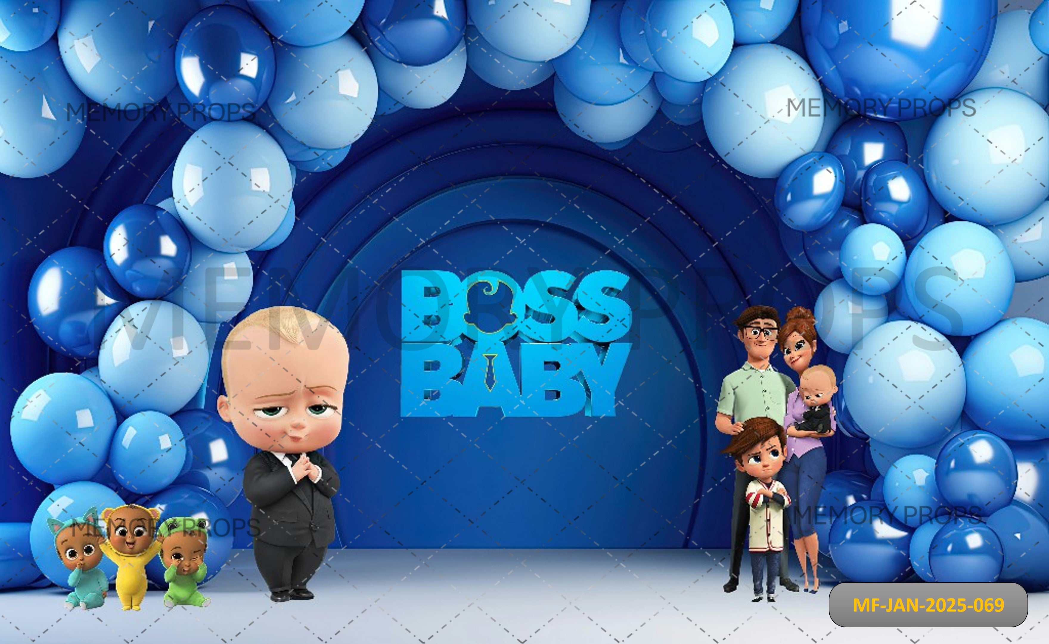 Baby Boss Theme Blue Balloon - Printed Backdrops