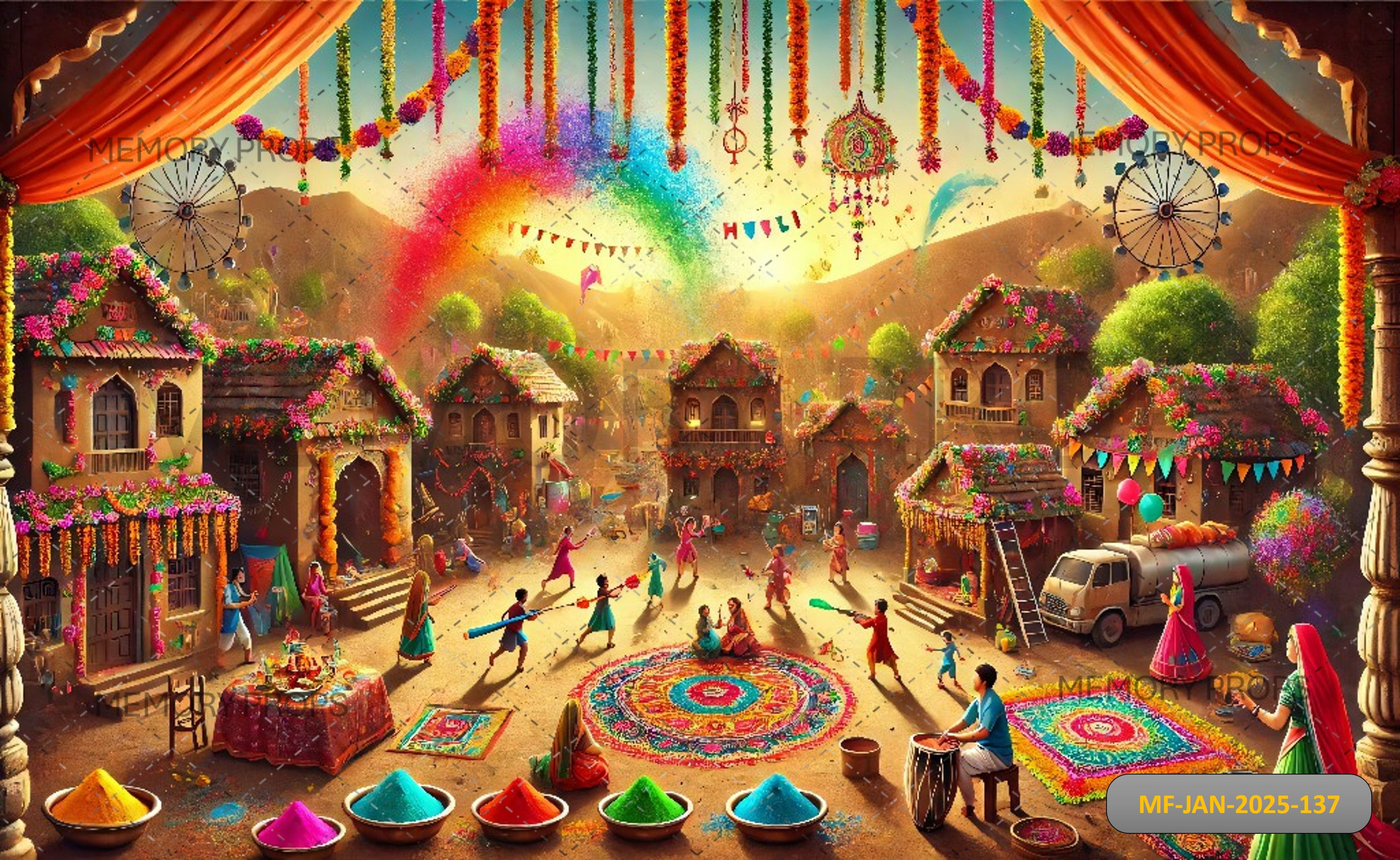 Happy Holi Festival Printed Backdrops