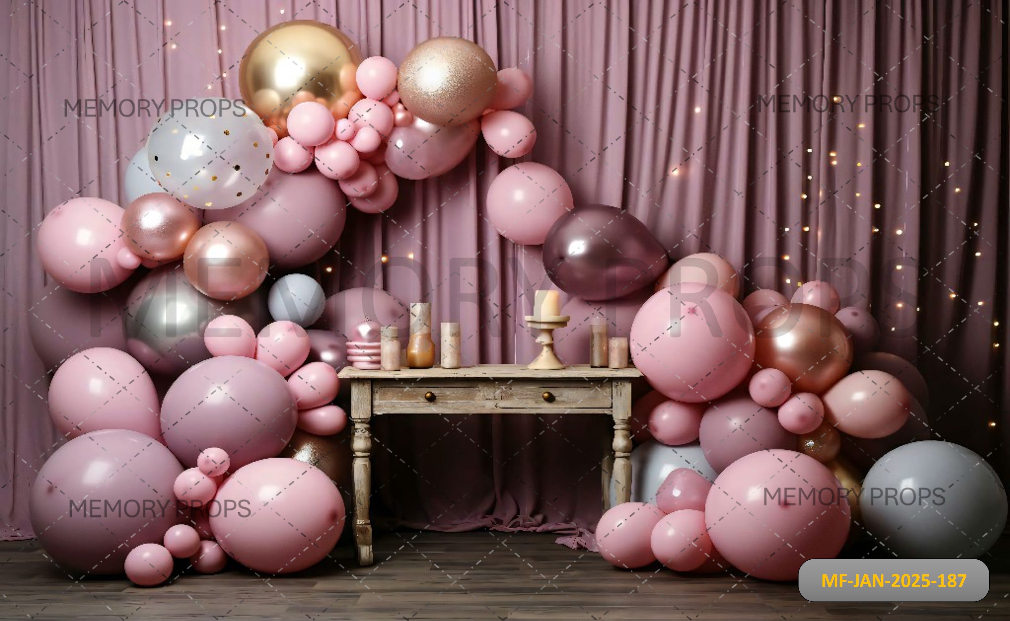 Luxurious Pink Balloon Celebration Printed Backdrops