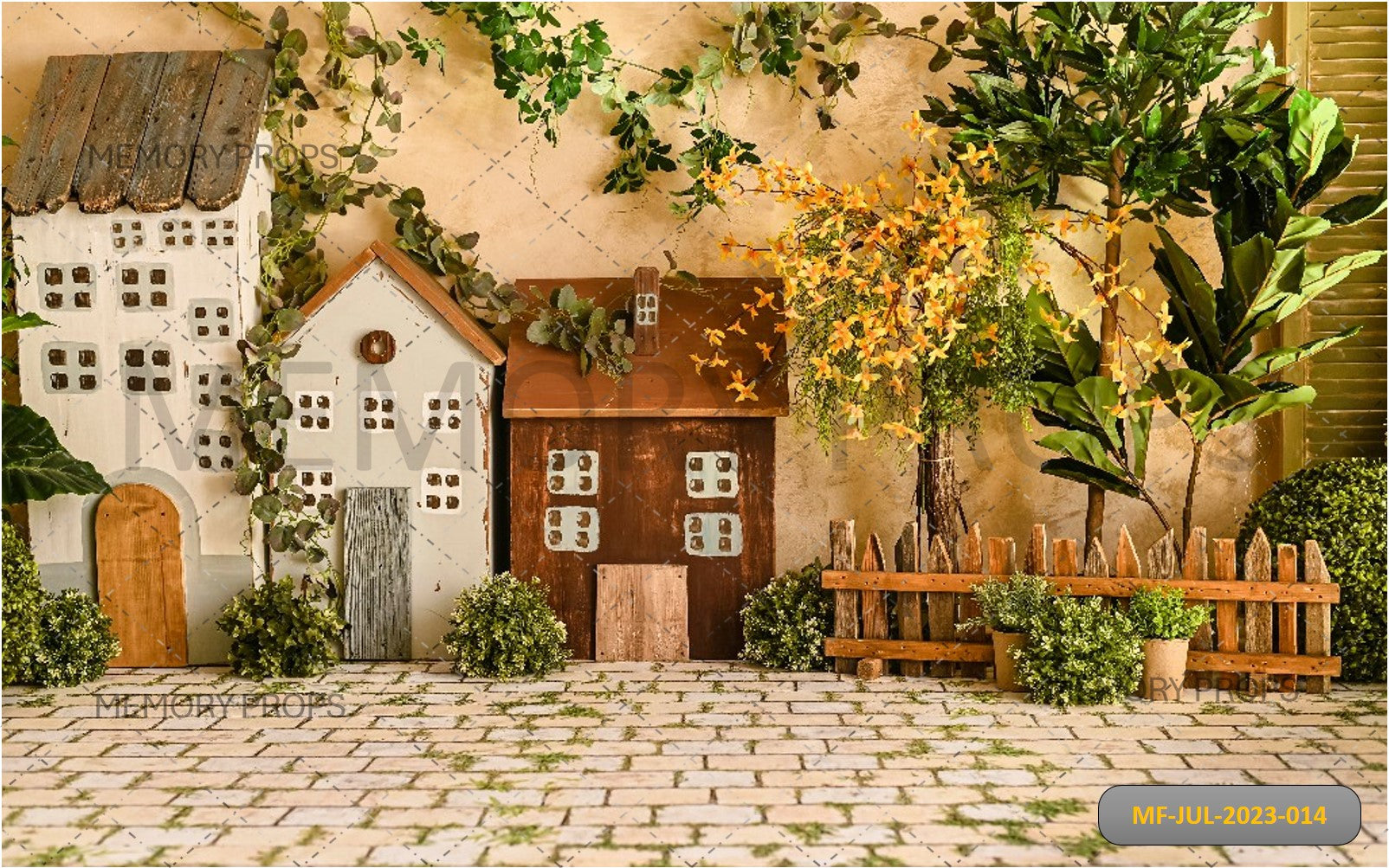 Rural Wood House Village Printed Backdrop