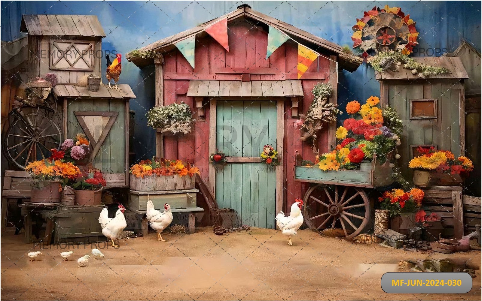 Hens Farm House Printed Backdrops