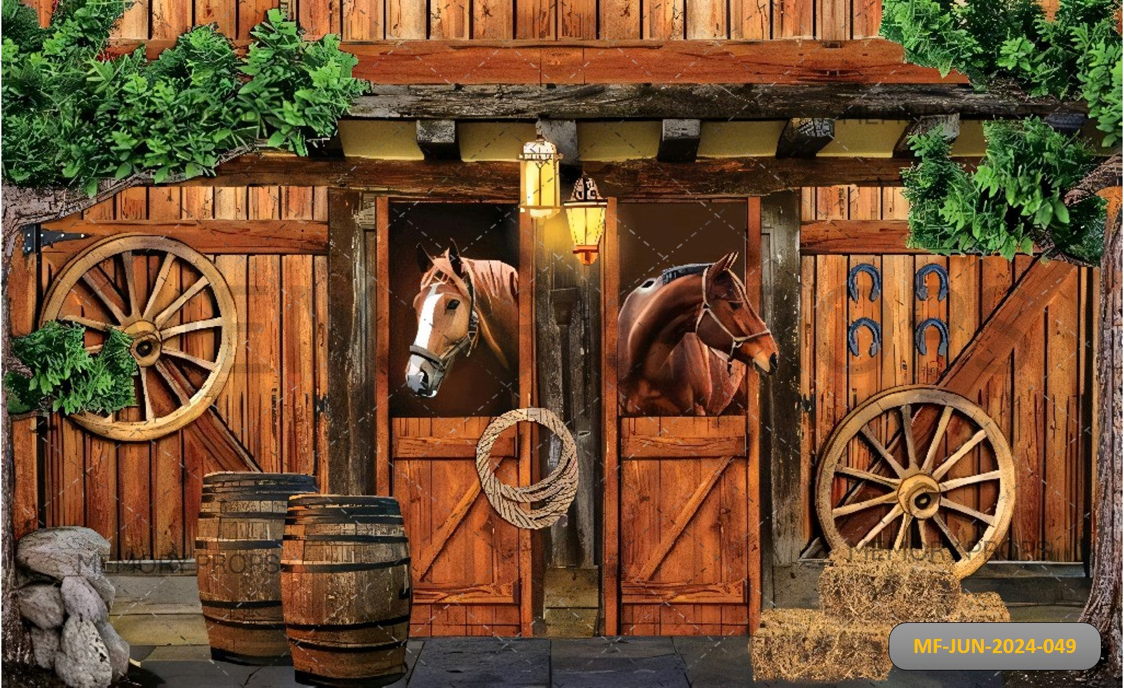 Western Wild Stable Printed Backdrop