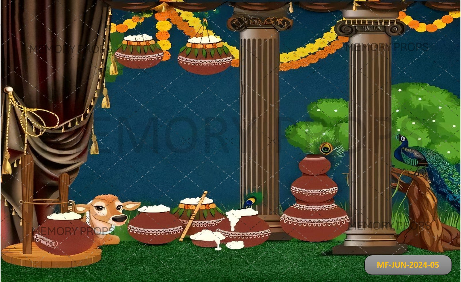 Pongal Wishes Themes Printed Backdrop