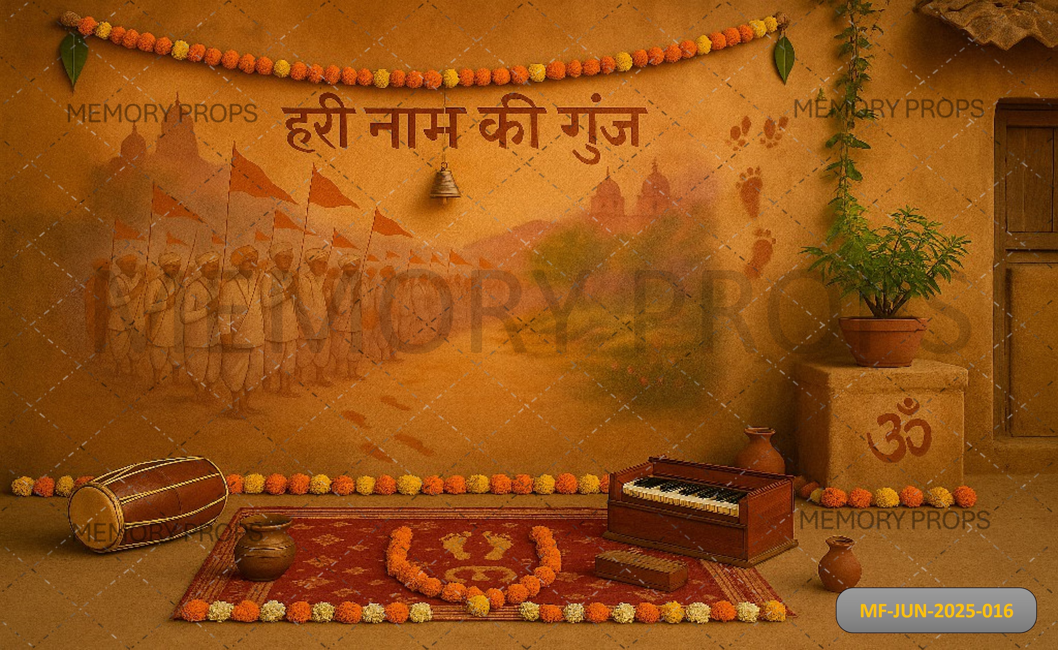 Hari Naam Ki Gunj Printed Backdrop