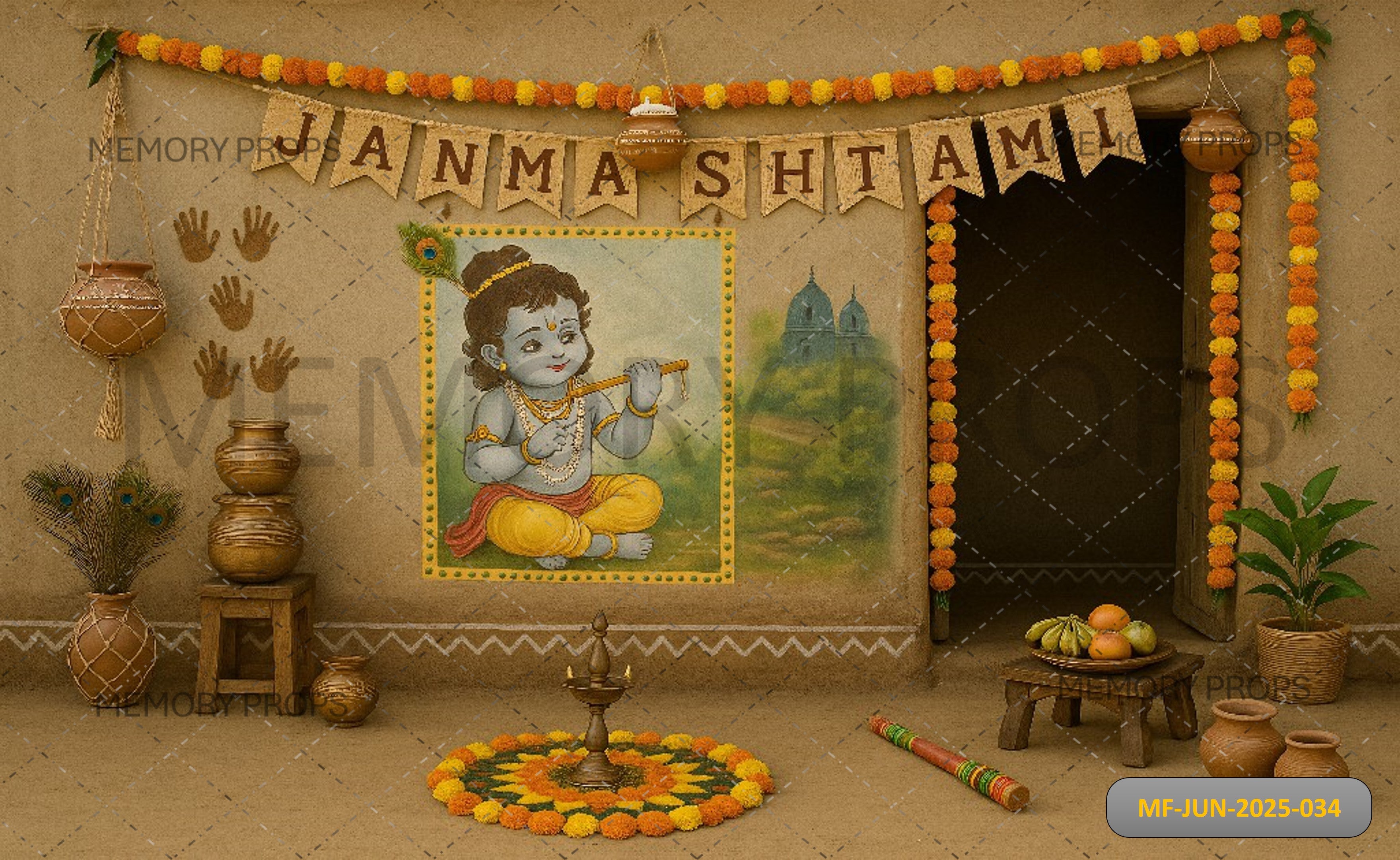 Blossoms Of Vrindavan Printed Backdrop