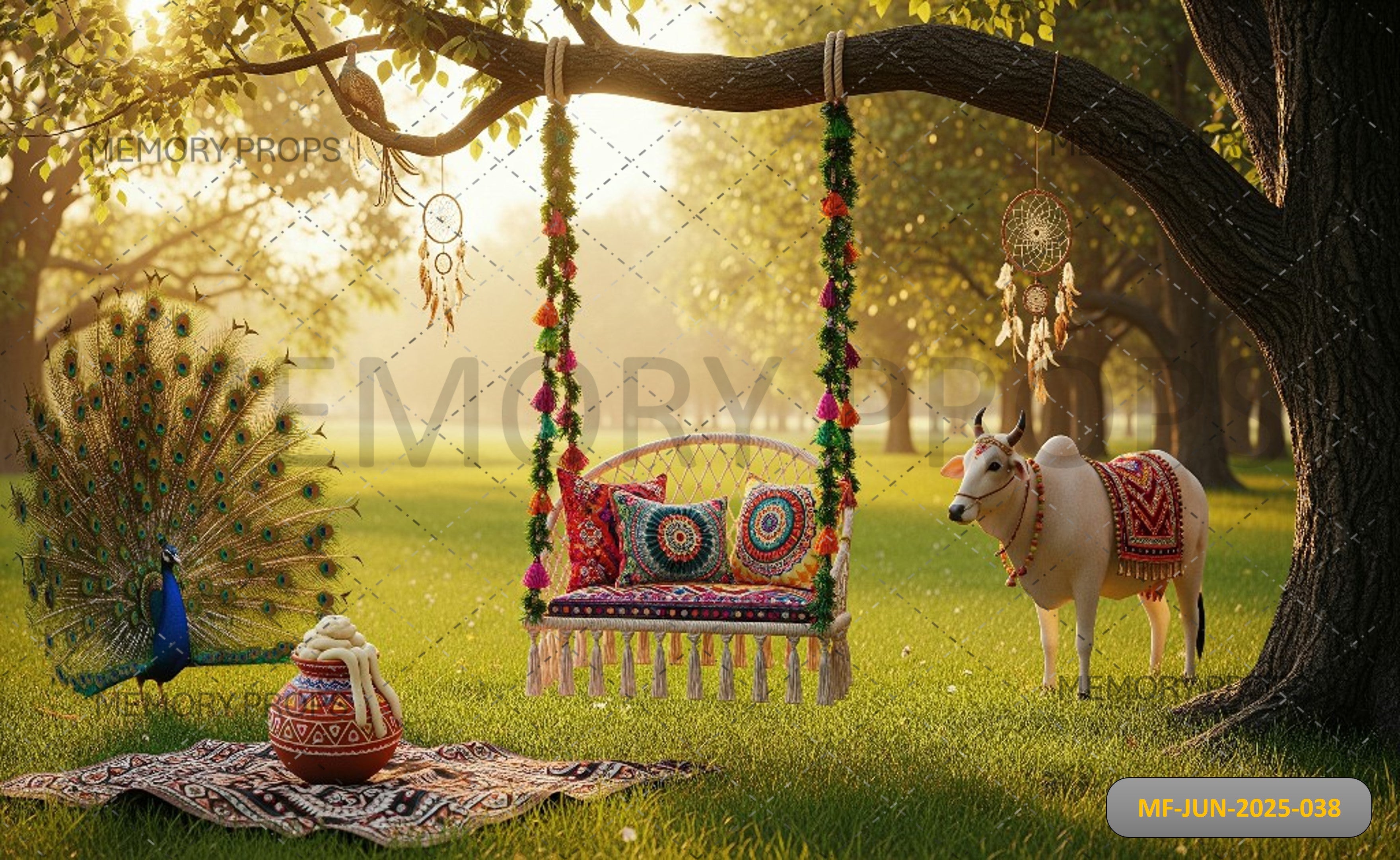 spiritual Symphony Of Krishna Printed Backdrop