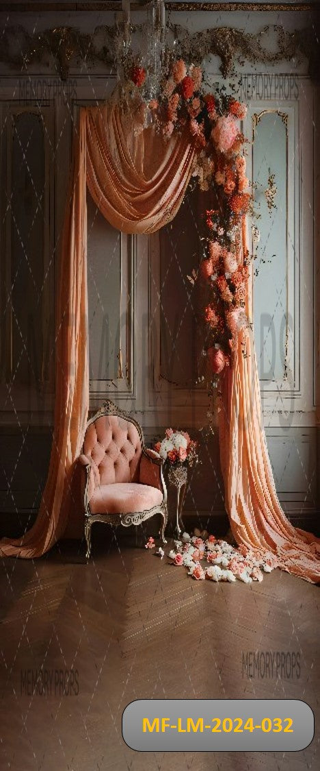Romantic Blossom Archway With Vintage Printed Backdrop – MEMORY P-DROPS
