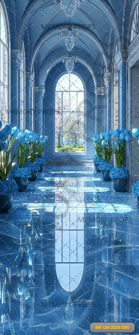 Blue Palace Hallway Printed Backdrops