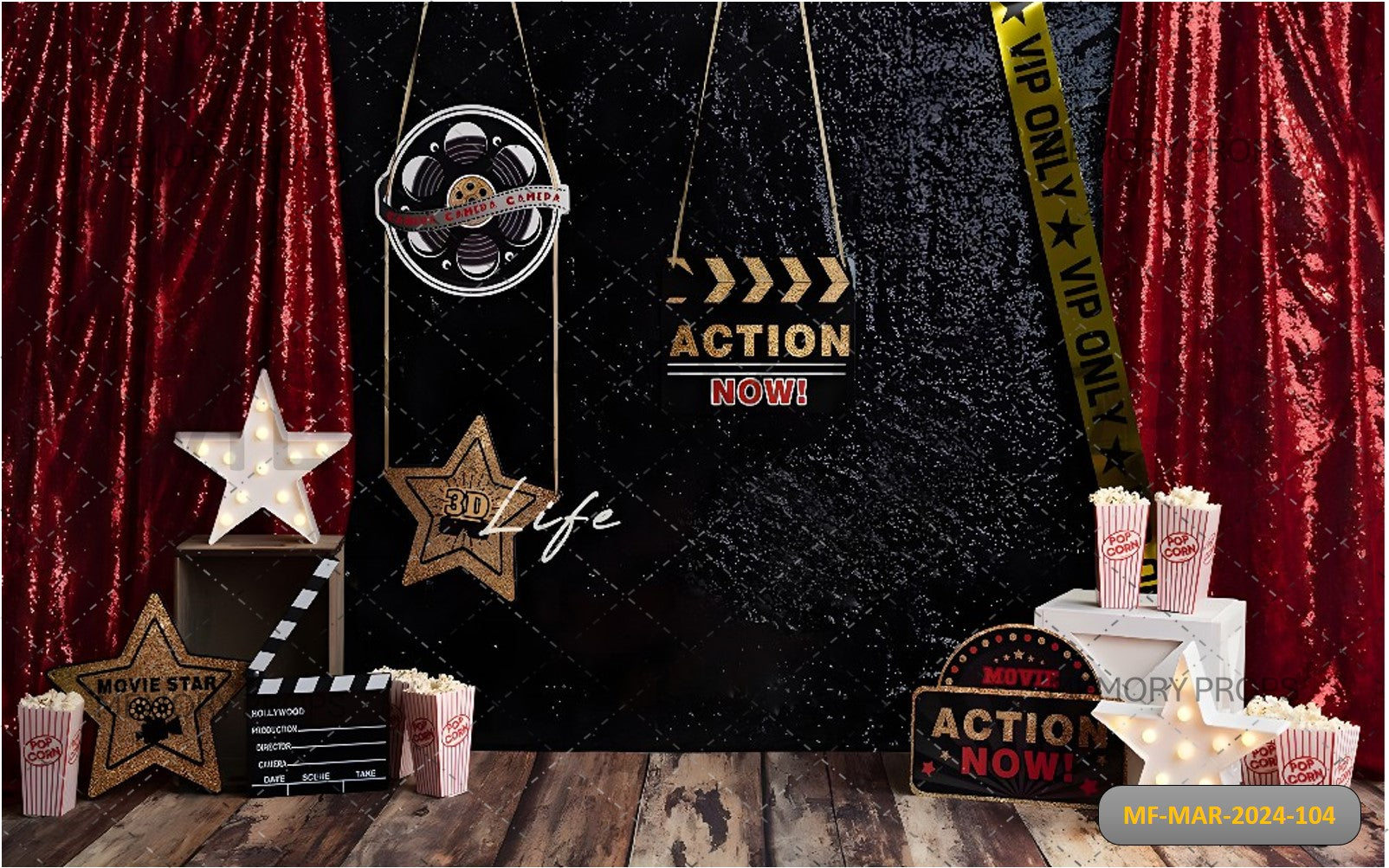 Hollywood Movie Night Printed Backdrop