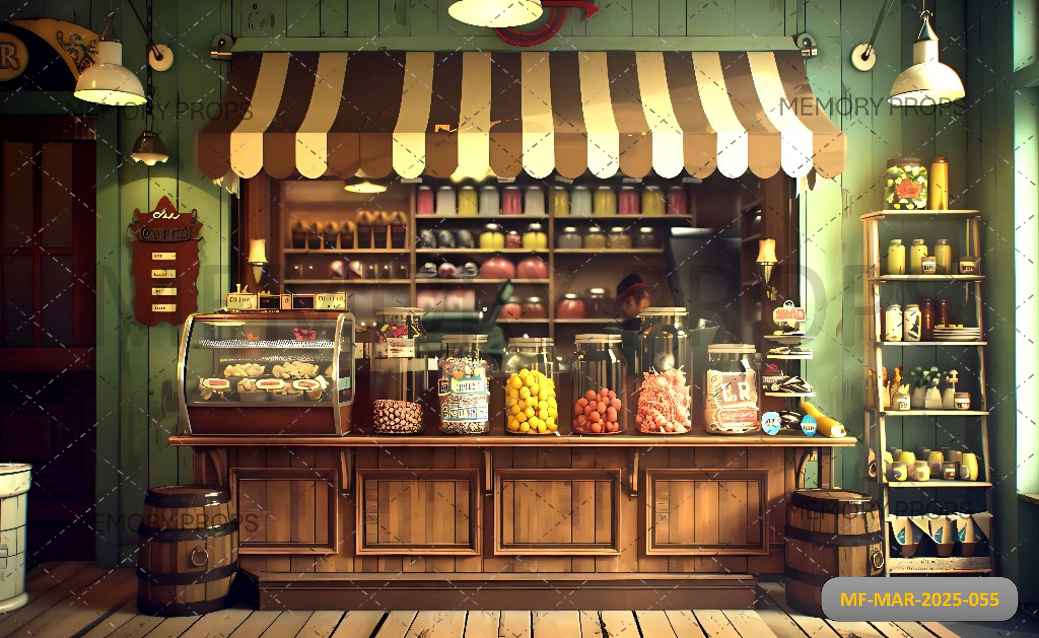 Vintage General Store Counter Printed Backdrop