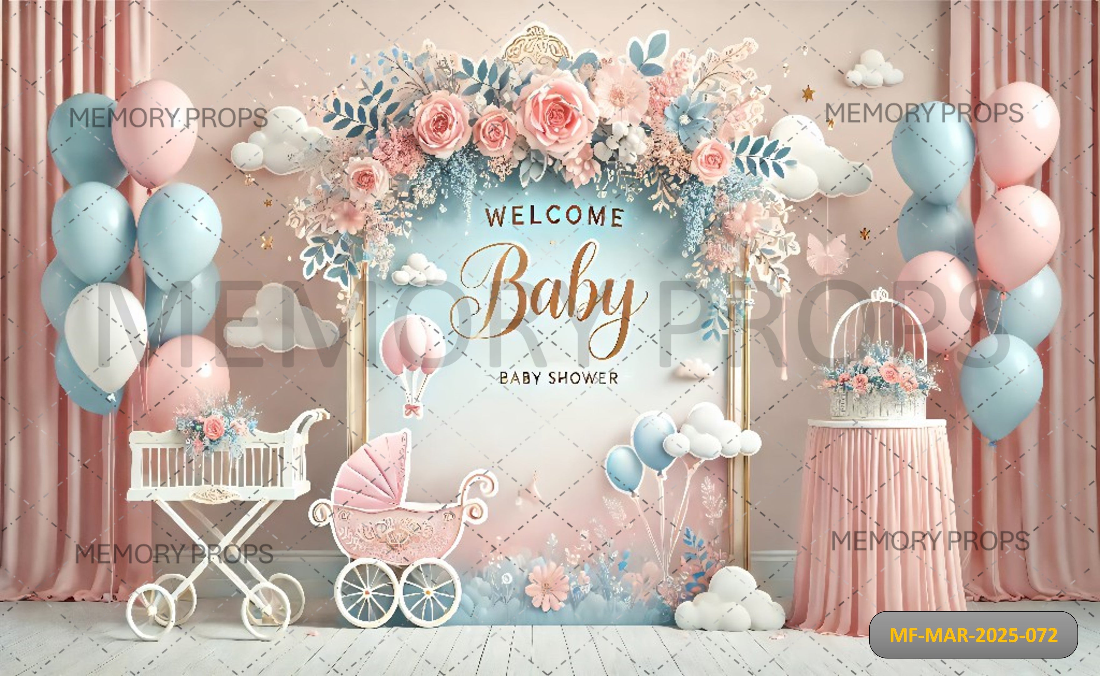 Luxury Baby Shower Printed Backdrop