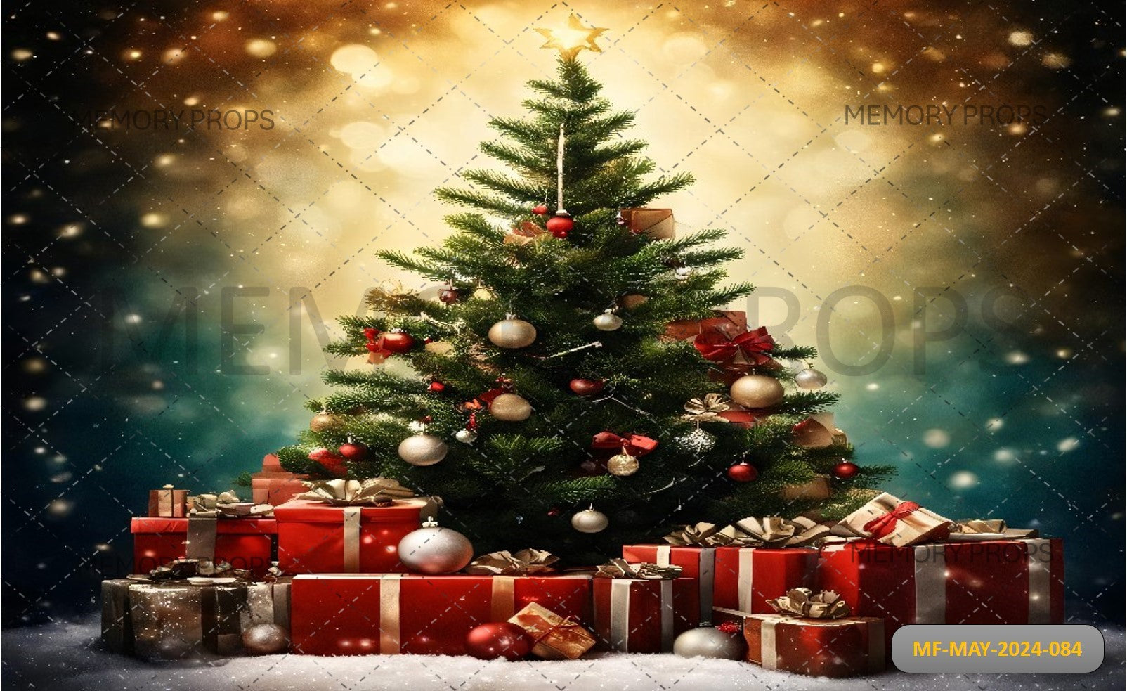 Joyful Tree And Presents Printed Backdrops