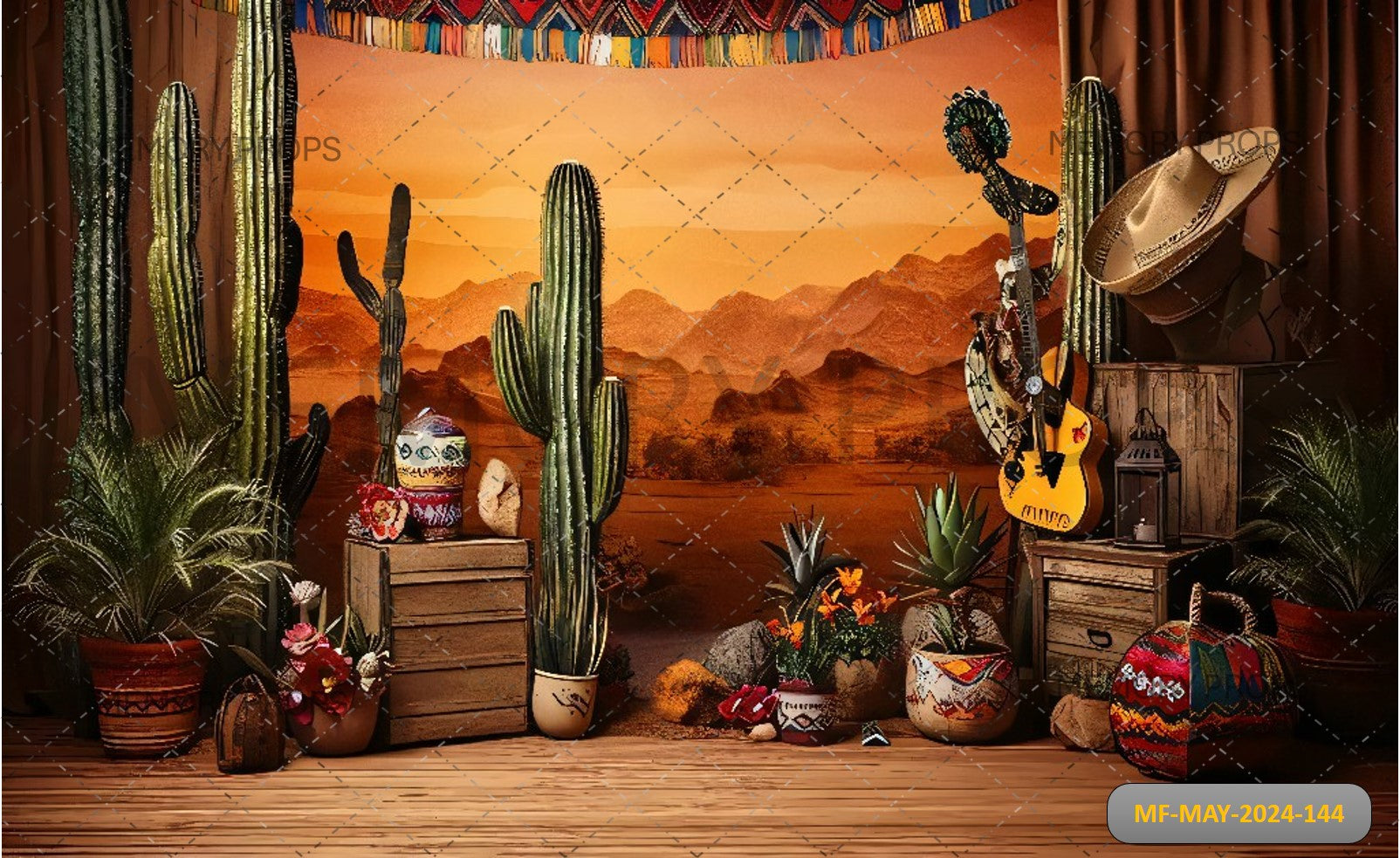 Mexico Desert Cactus Printed Backdrop