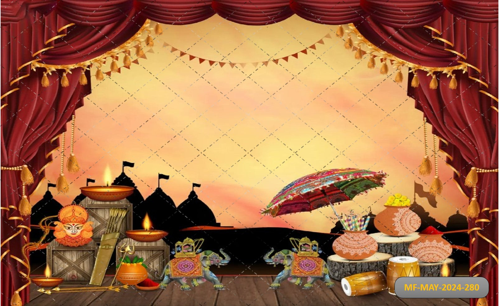 Dasara Hindu Tradition Printed Backdrop