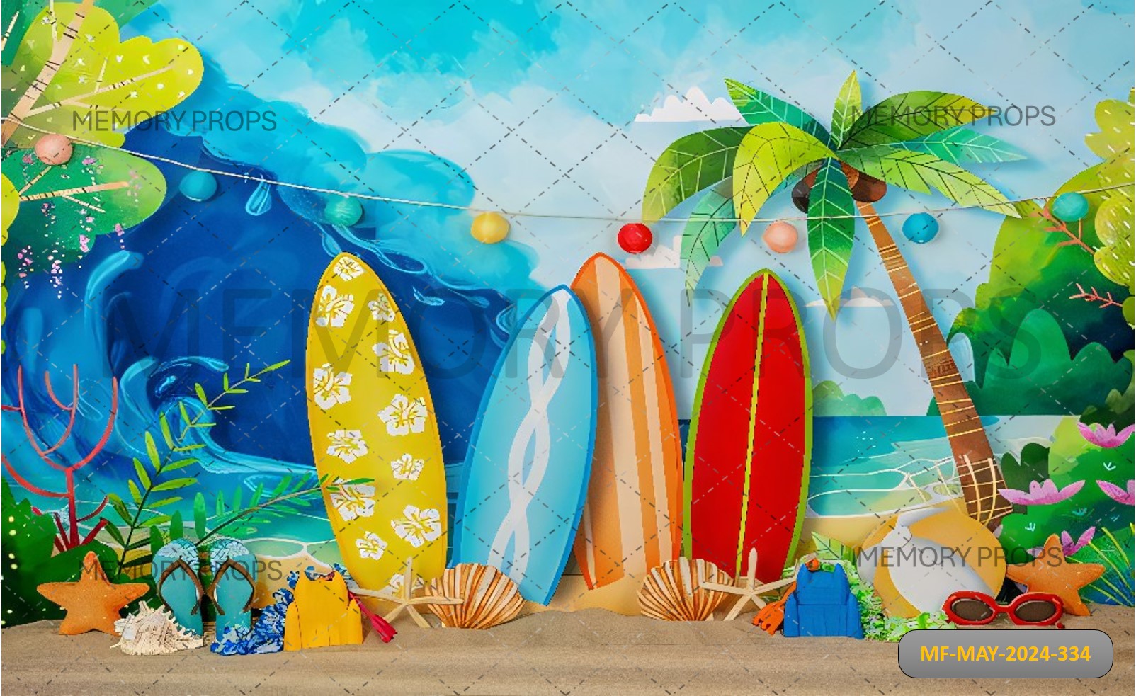 Tropical Surf Vibes Printed Backdrop