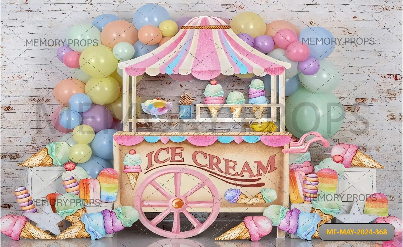 Ice Cream Wonderland Printed Backdrop