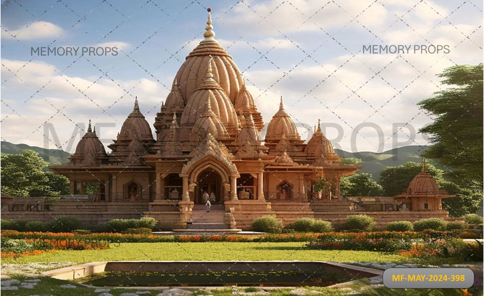 Ram Mandir Printed Backdrop