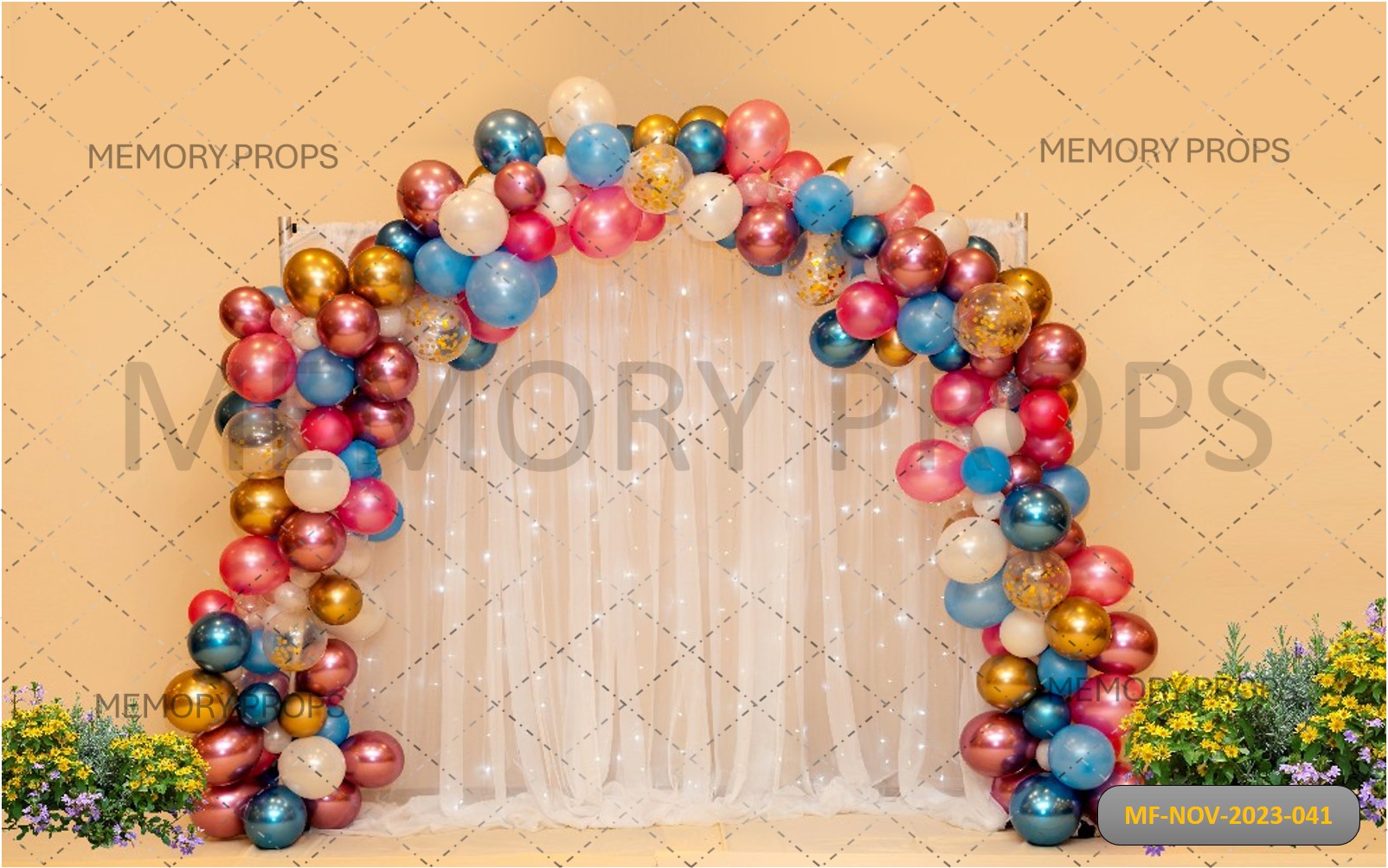 Multicolour Balloon Arch Printed Backdrop