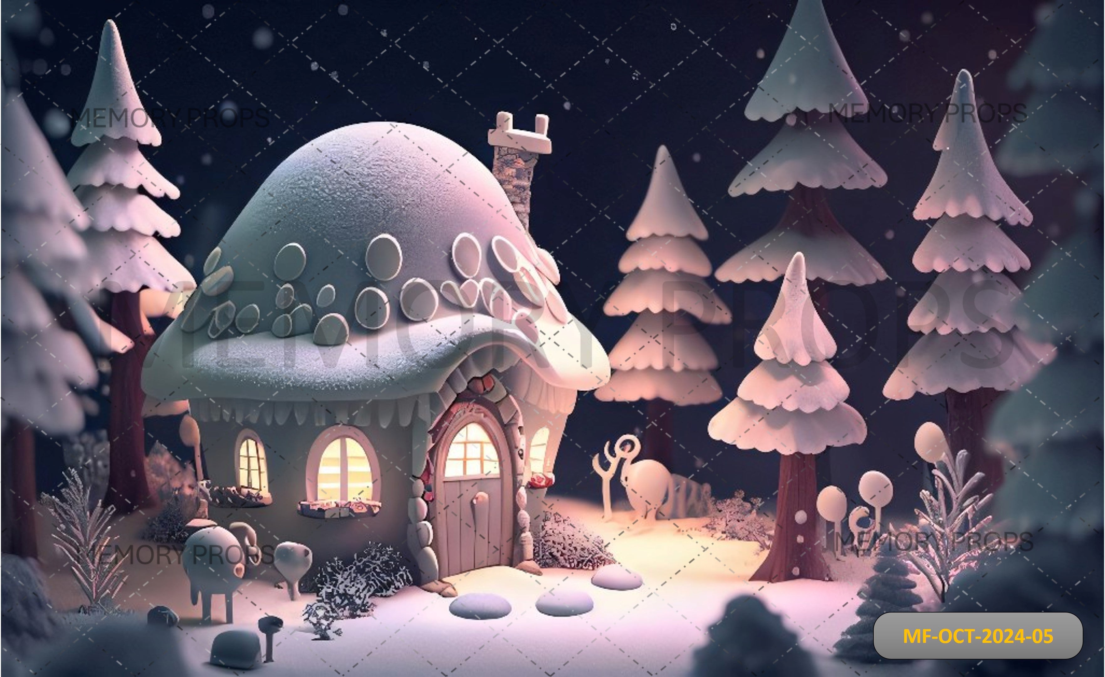 The House Of The Elves For Christmas Printed Backdrops