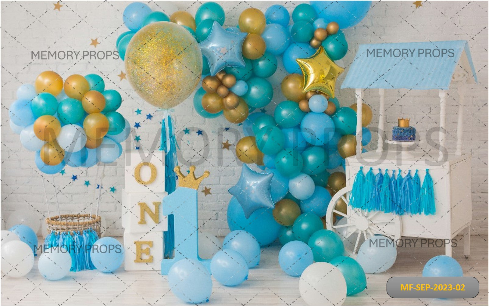 Blue decor Birthday Party Printed Backdrop