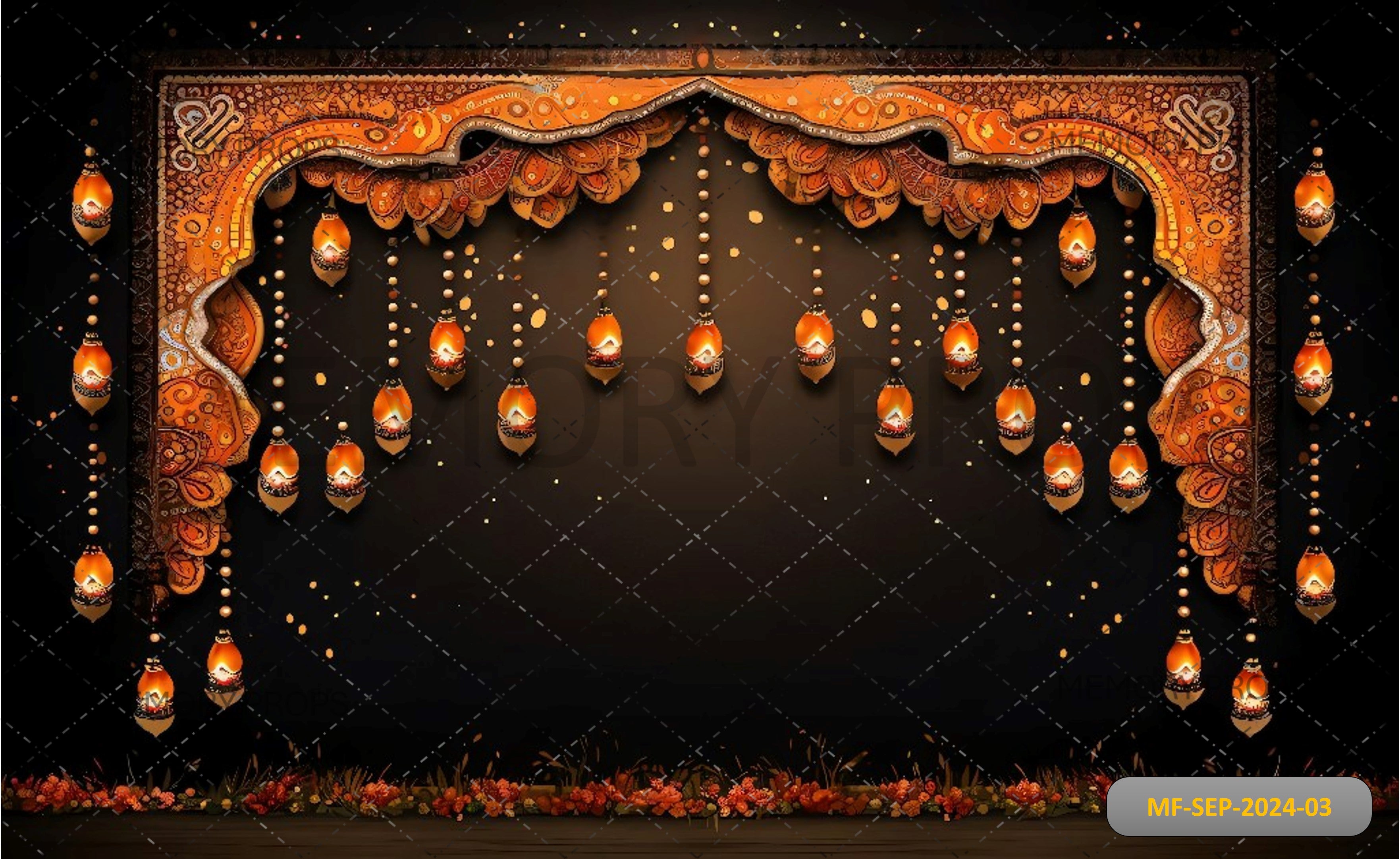 Hanging Diya Diwali Printed Backdrops