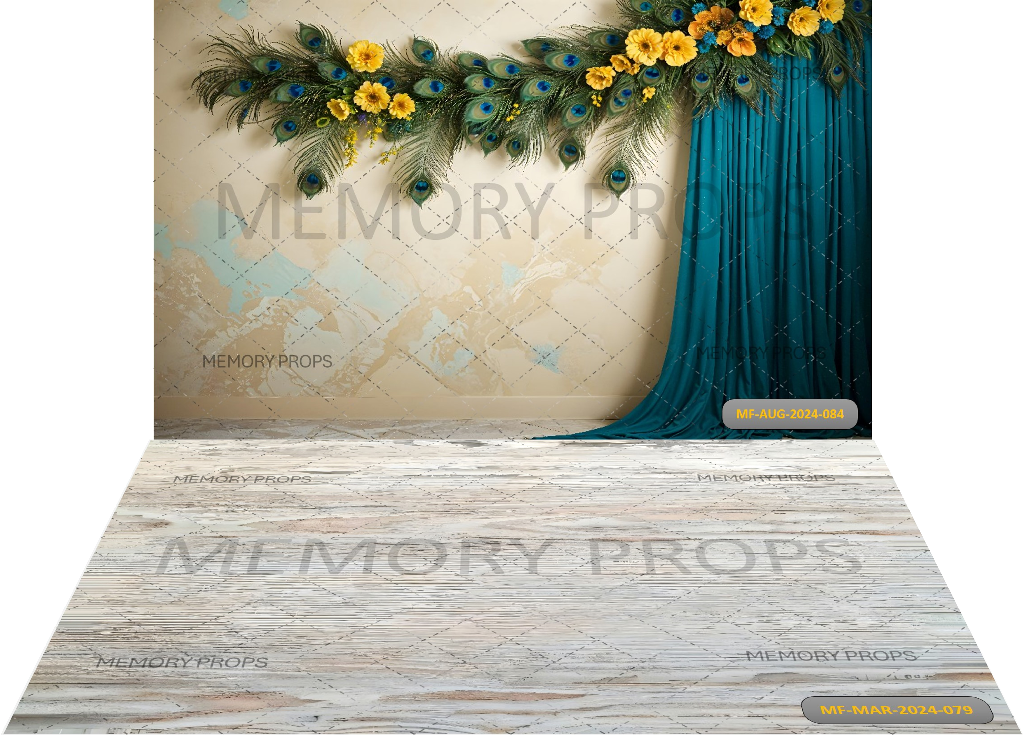 Peacock Feauter Creeper Grey Flooring Backdrops