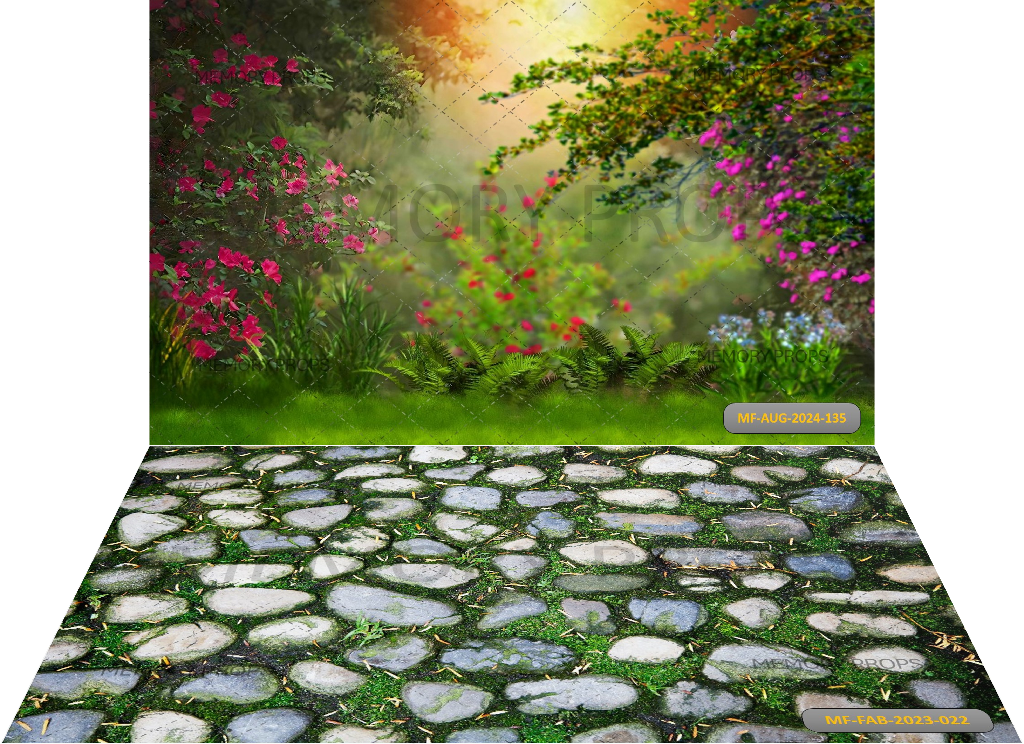 Rose Garden Stone Flooring Backdrops