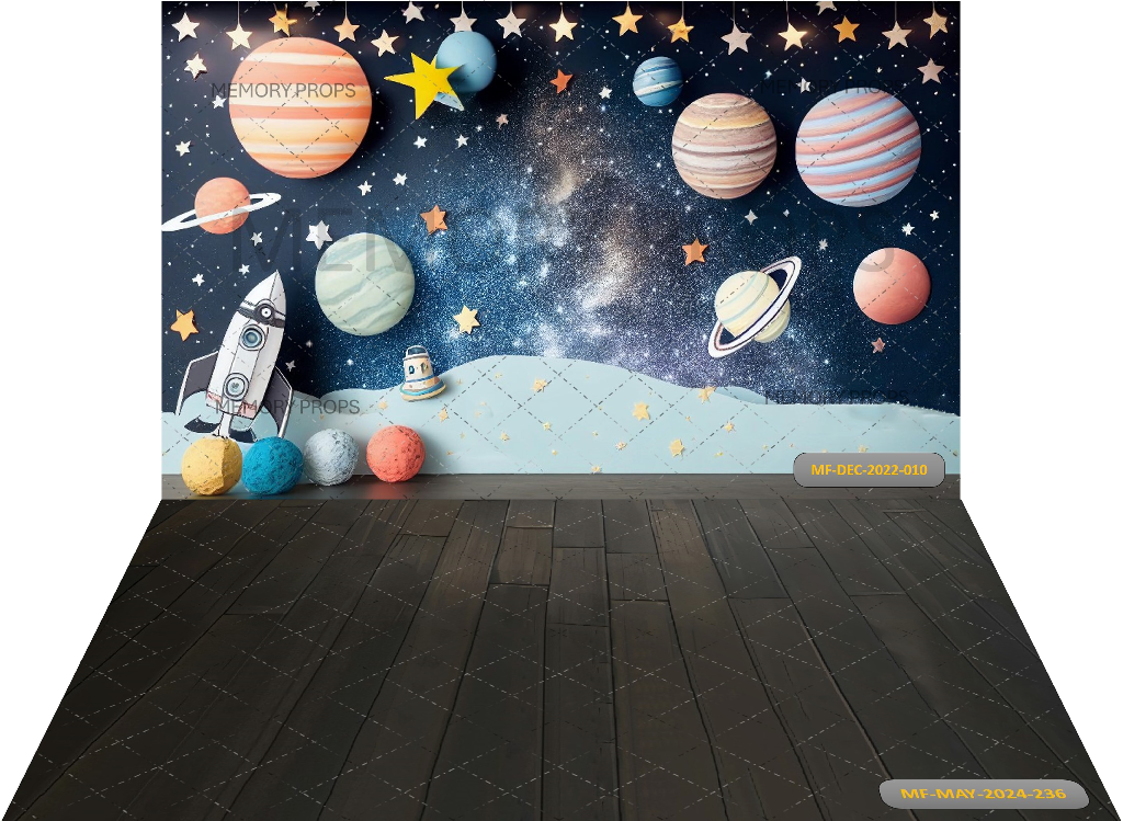 Space Planets cape Wooden Texture Backdrops