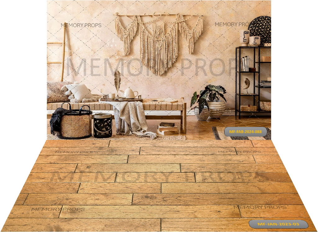 Modern Scandi Boho Style Wooden Flooring Backdrops