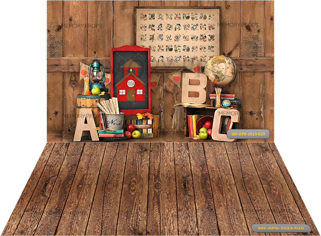 Kinder Garten Classroom Brown Wood Backdrops