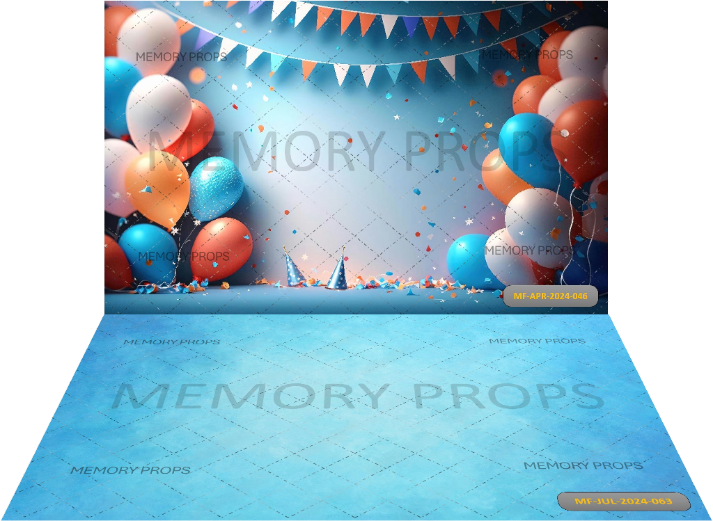 Colour Full Helium Balloons On Light Pastel Ice Blue Texture Backdrops